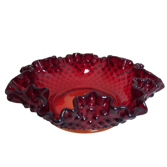 Fenton | Dining | Fenton Ruby Red Hobnail Candy Dish Bowl Vtg Glass ...